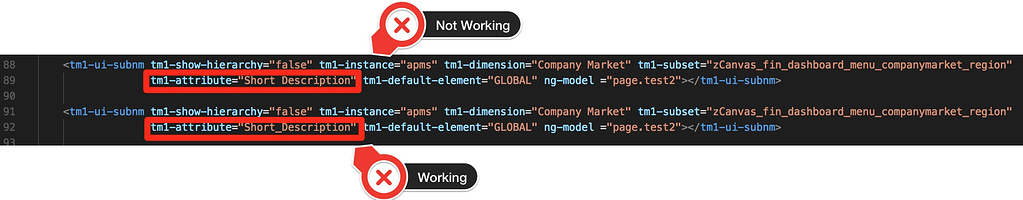 Tm1-ui-subnm's and tm1-ui-element-list's tm1-attribute appears to be space "sensitive" - Canvas ...