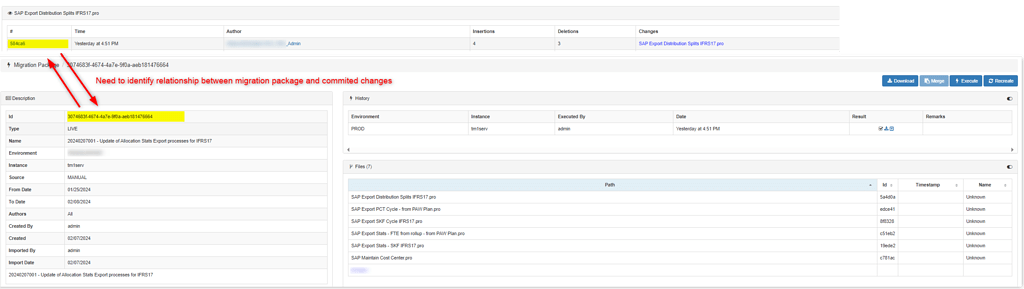 Audit trace commits back to migration package - Pulse Questions ...