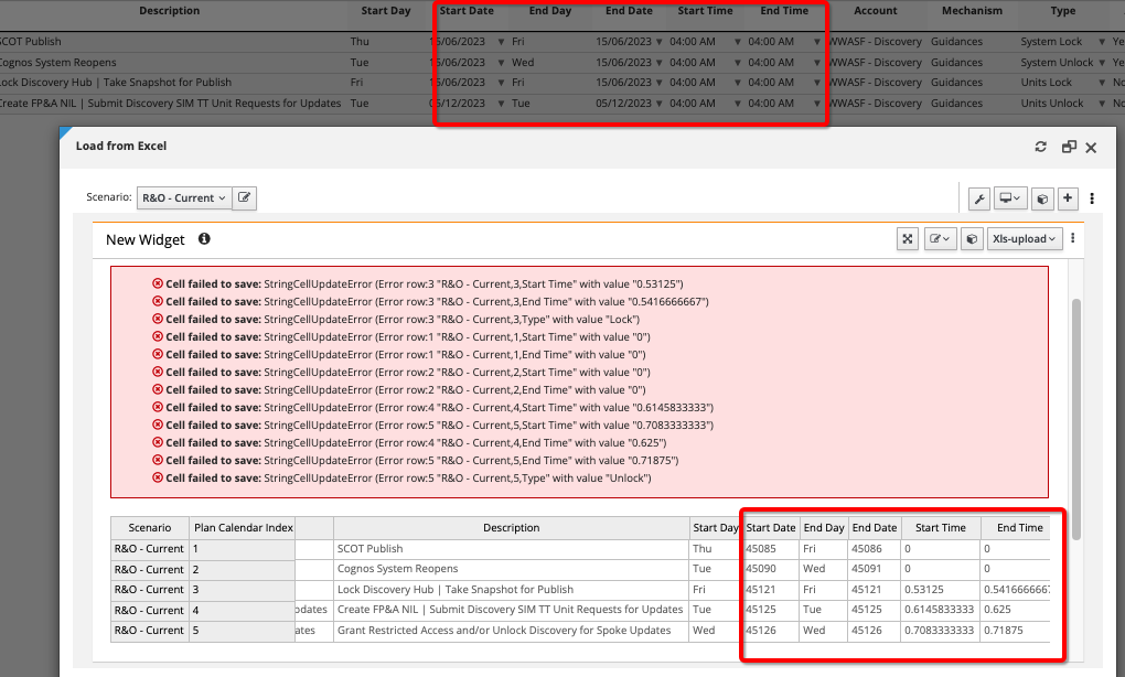 Issues Experienced While Uploading Date And Time Data With XLS Upload 